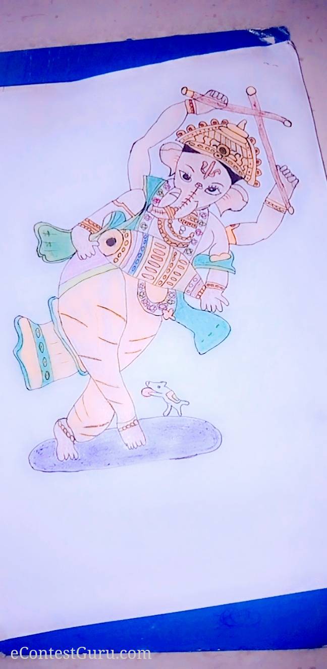 Ganpati Bappa Drawing contest - artwork by Khushi Pal