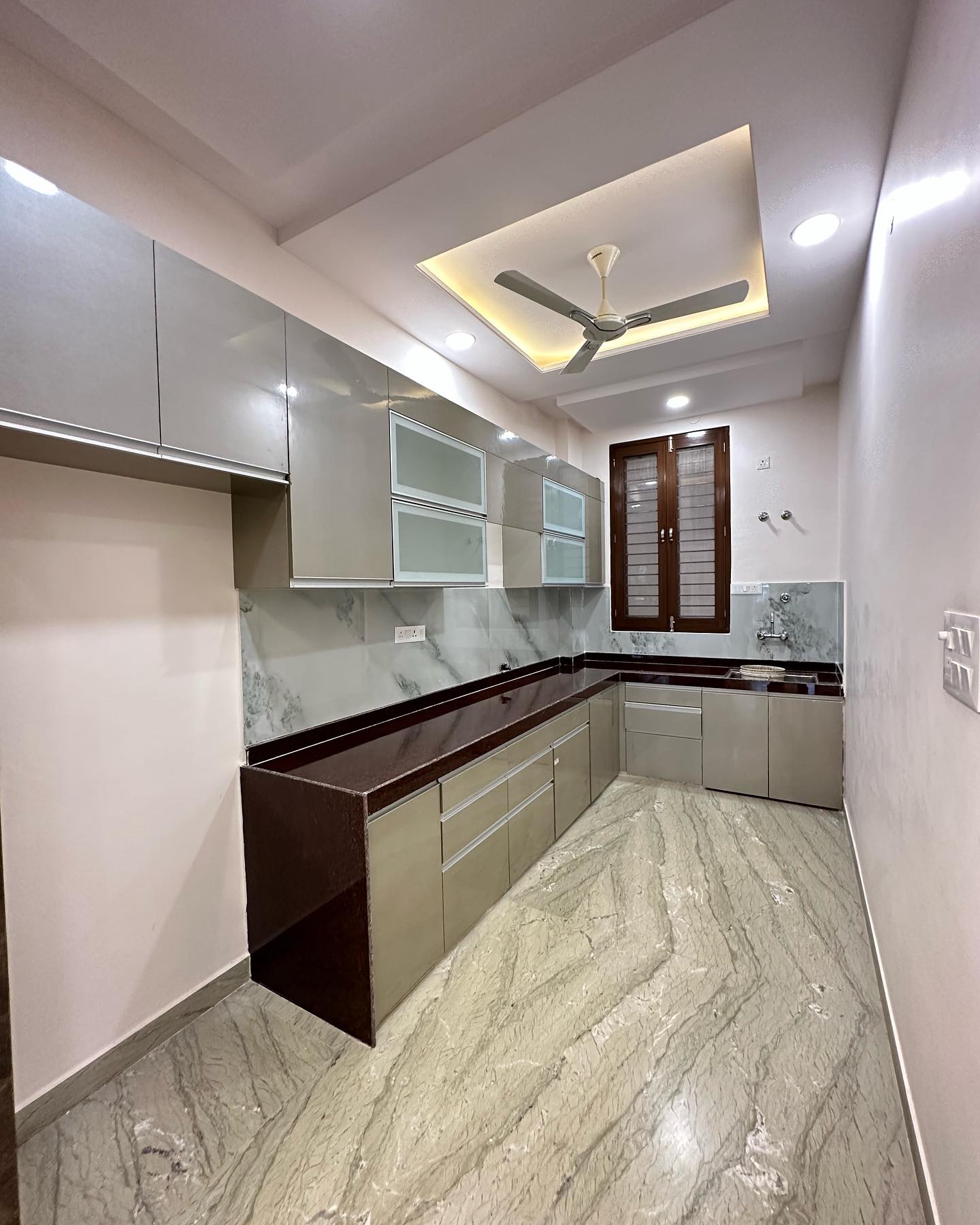 Squared Delight Simple False Ceiling Design for Kitchen