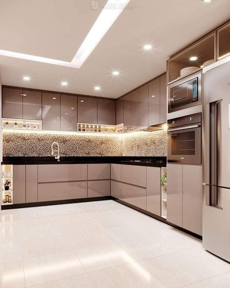 Glossy Look that Adds Zing to your U Shaped Kitchen Design