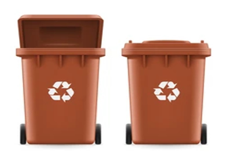 ब्राउन बिन बगीचे के कचरे और भोजन की बर्बादी के लिए है