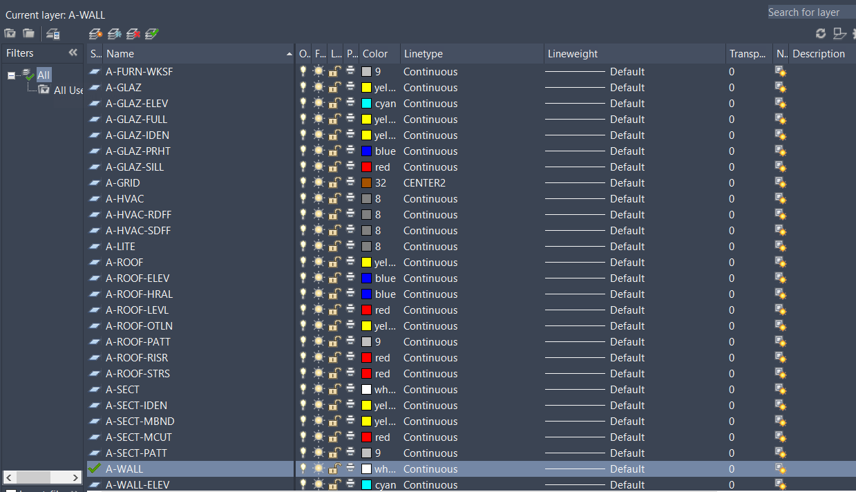 # AutoCAD file with Layers only (No Line-Weight)
