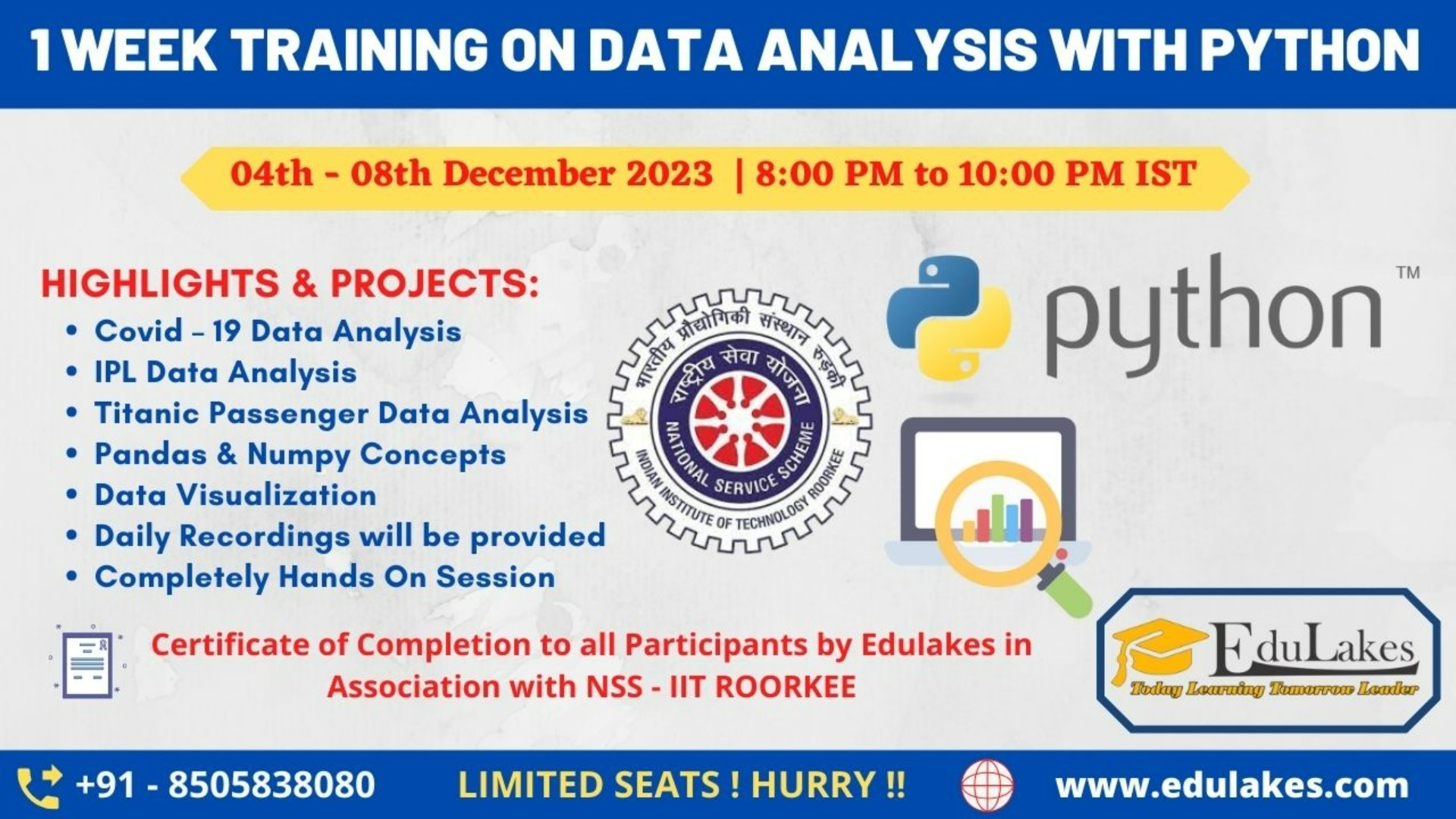 Live Online Training FDP/Internship on Data Analysis With Python ...