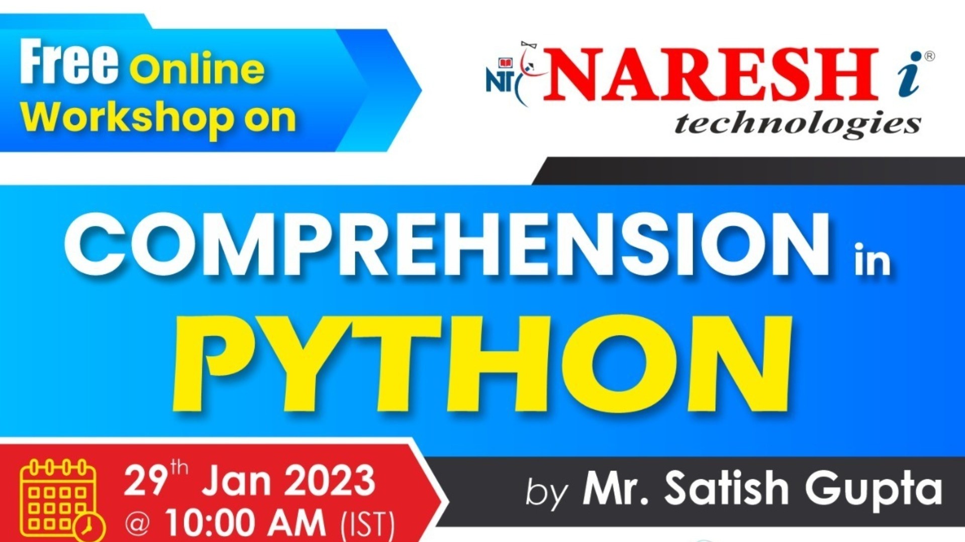 Free Online Workshop On Comprehension in Python in NareshIT Tickets by ...