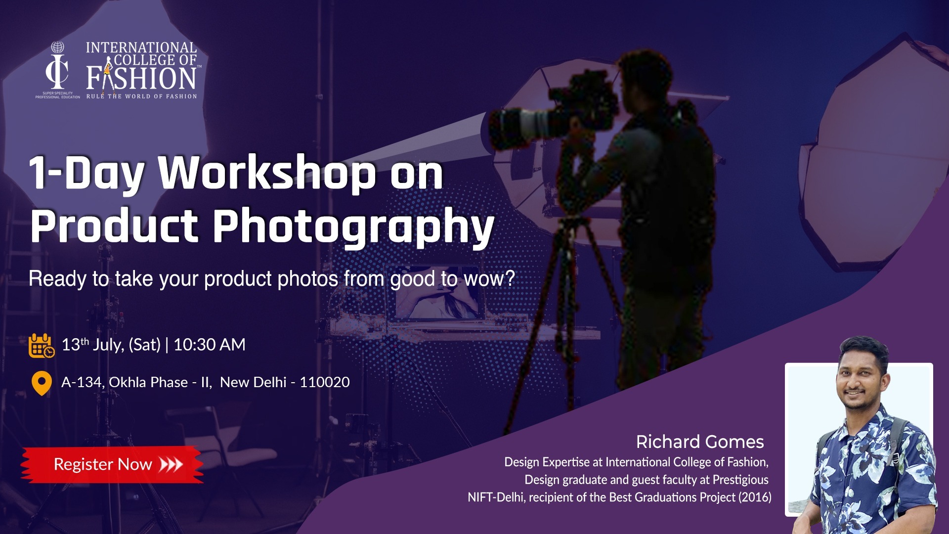 1-Day Workshop on Product Photography Tickets by International College of Fashion, Saturday ...