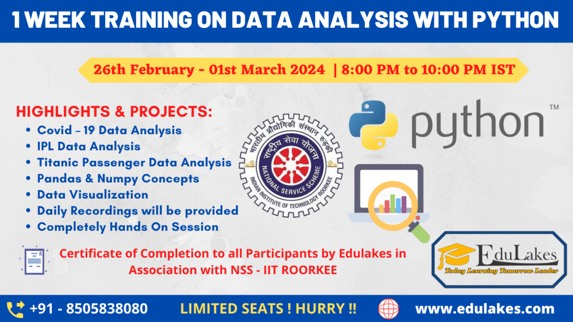 Live Online Training FDP/Internship on Data Analysis With Python Tickets by EduLakes Solutions ...