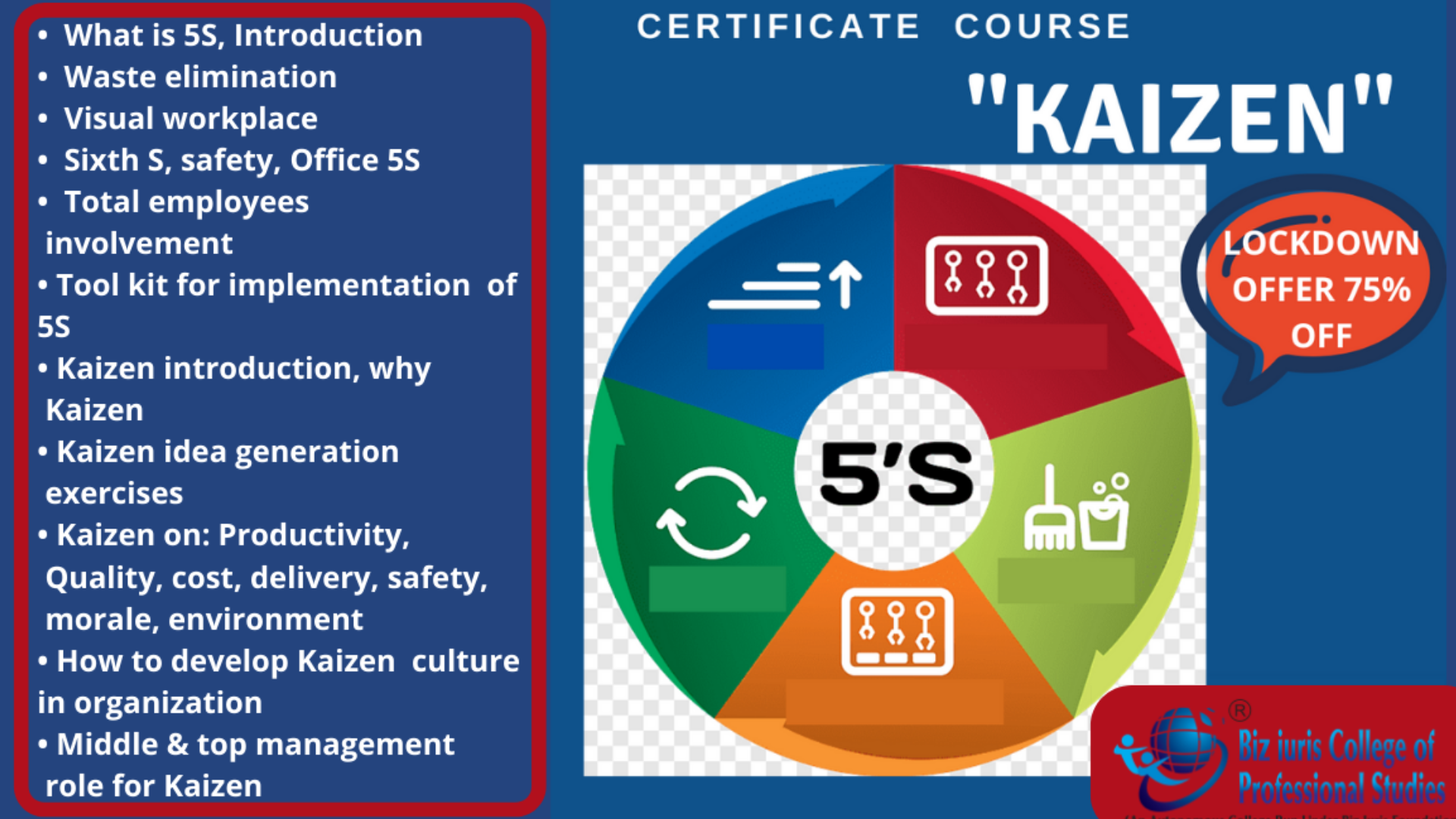 Certificate Course Kaizen 5S Technique Tickets By Biz Iuris College Of Certificate Course Kaizen 5S Technique Tickets By Biz Iuris College Of
