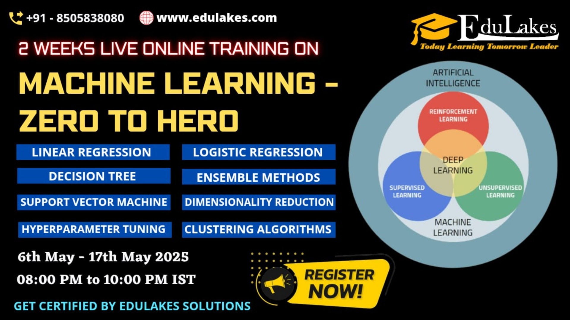 Live Online Industrial Training / FDP on Machine Learning Zero To Hero Tickets by EduLakes ...