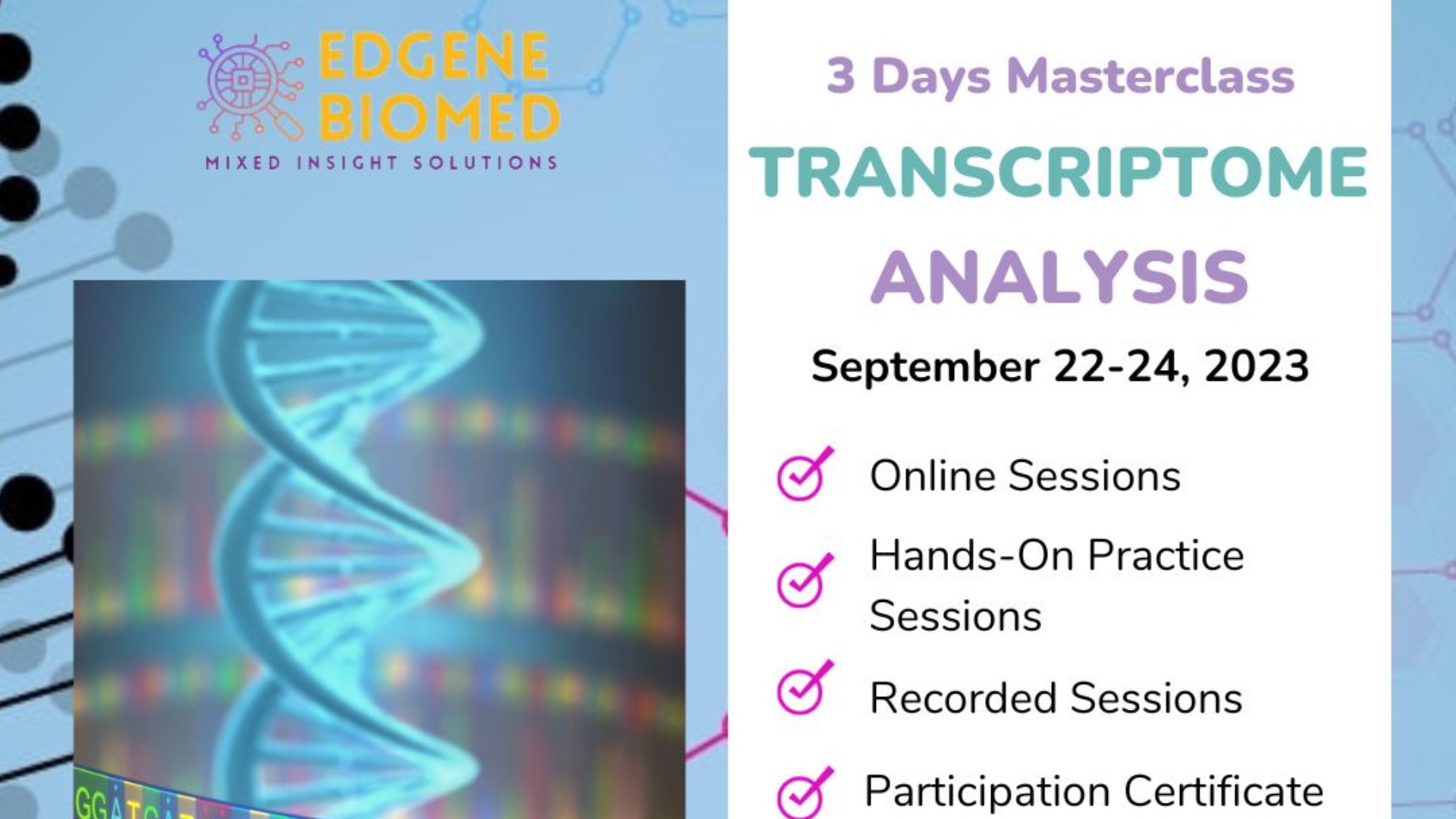 Transcriptome Data Analysis Masterclass Tickets by EdGene BioMed (OPC ...
