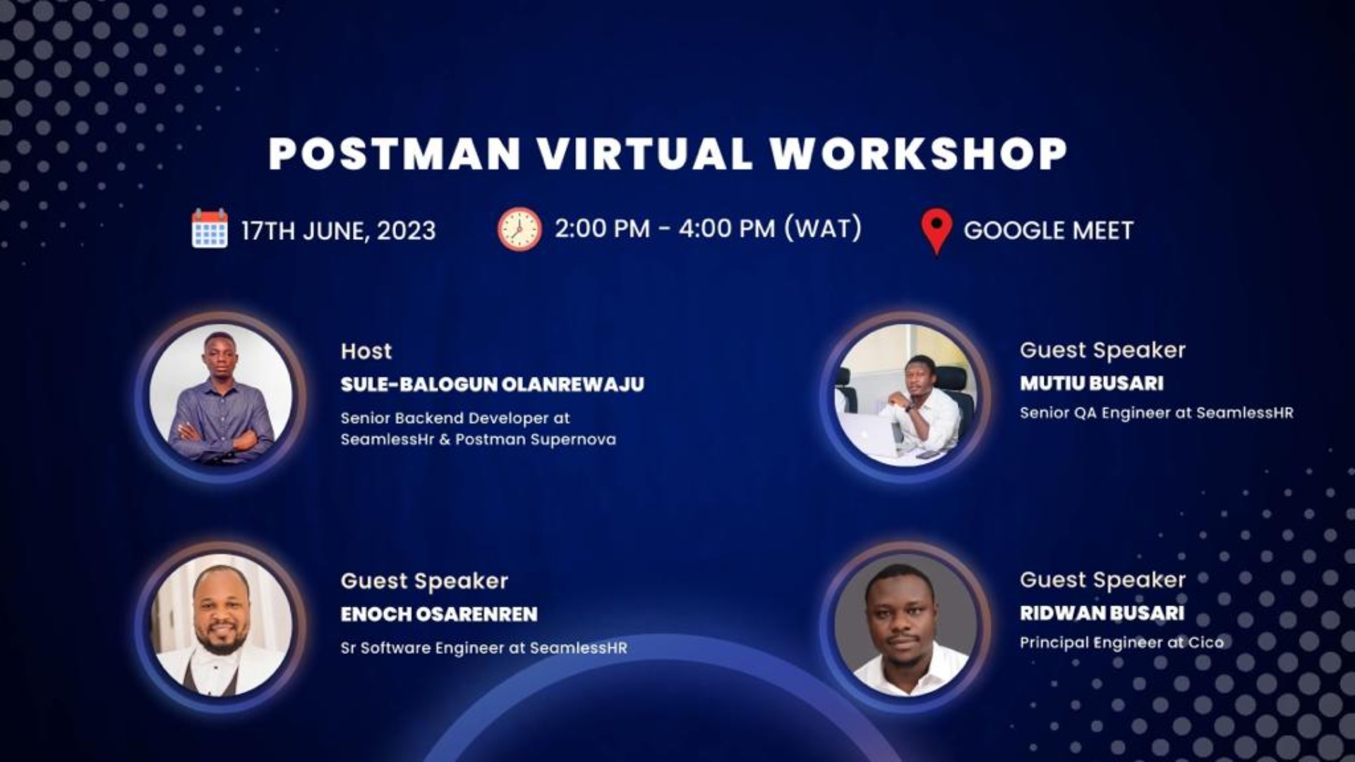 Postman Virtual Workshop Tickets By Sule Balogun Olanrewaju Saturday June 17 2023 Online Event