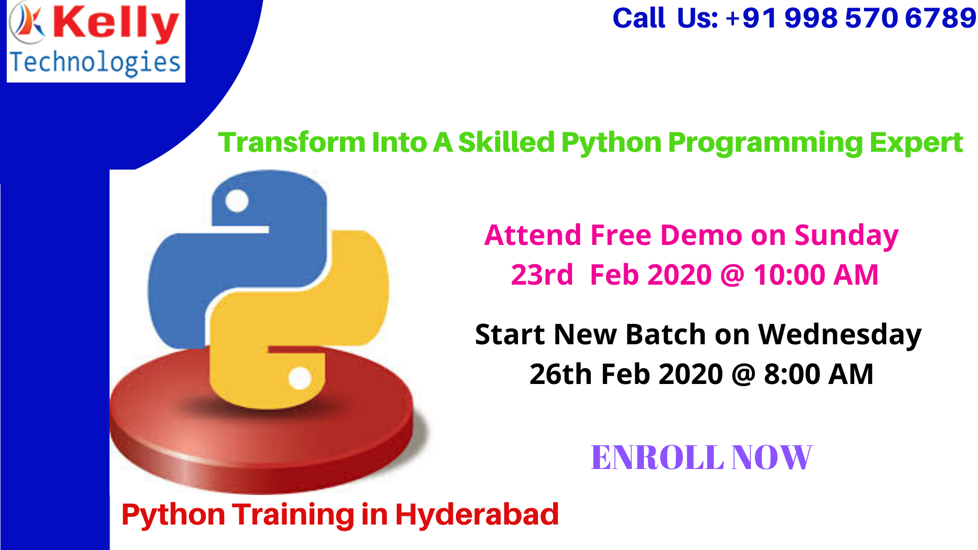 Python Free Demo Feb 23rd 10AM and New Batch start Feb 26 8AM kelly technologies in hyderabad ...