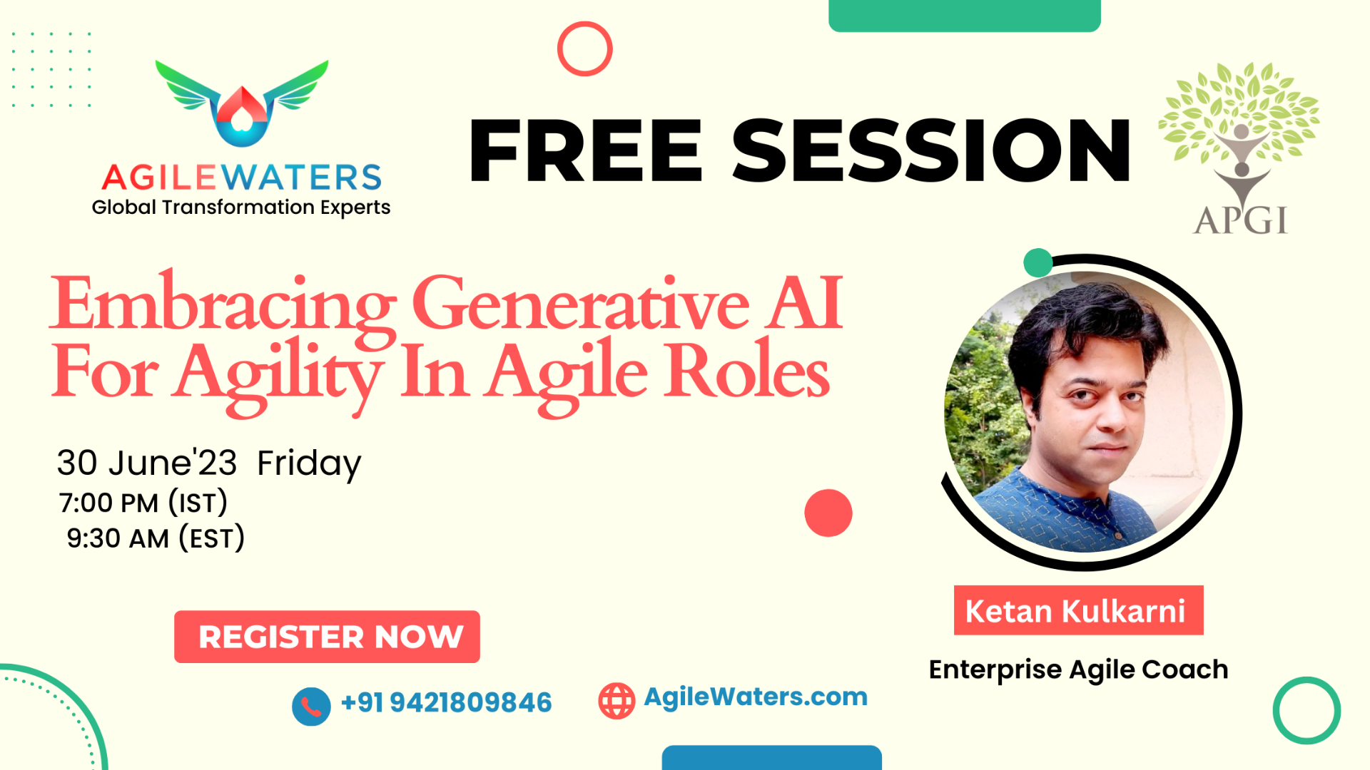 Free Webinar By Agilewaters Embracing Generative Ai For Agility In Agile Roles Tickets By