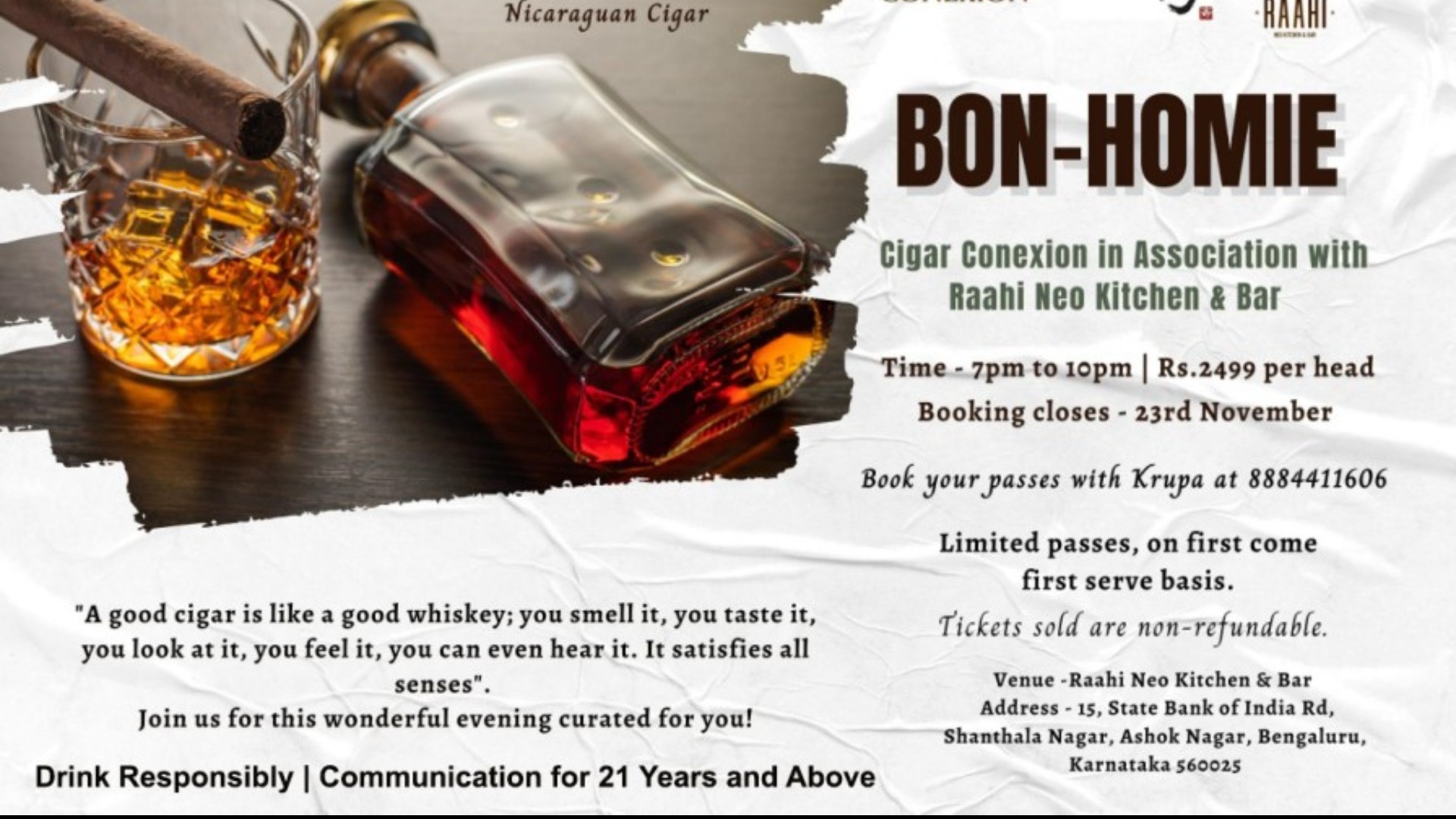 BON HOMIE Tickets by Cigar Conexion, Thursday, November 25, 2021 ...