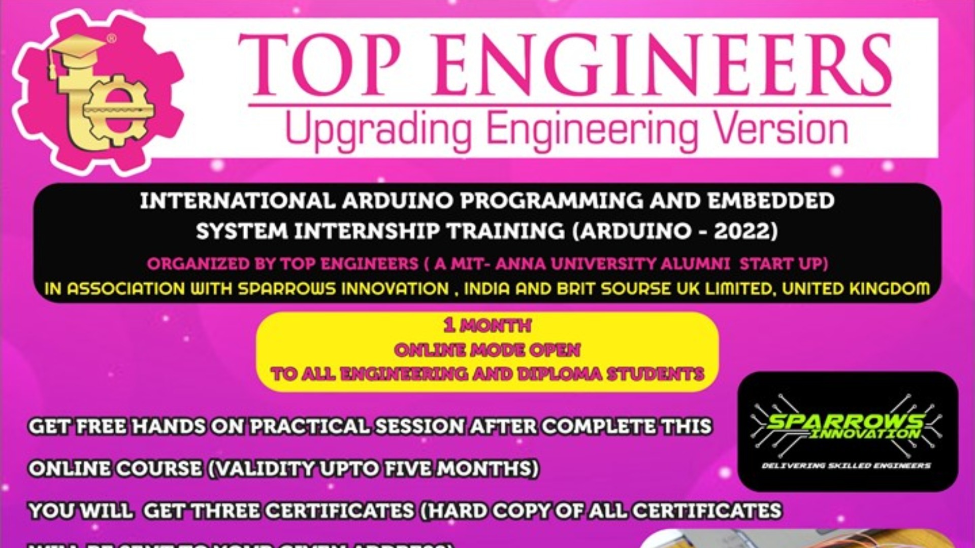 INTERNATIONAL ARDUINO PROGRAMMING AND EMBEDDED SYSTEM INTERNSHIP TRAINING (ARDUINO - 2022 ...