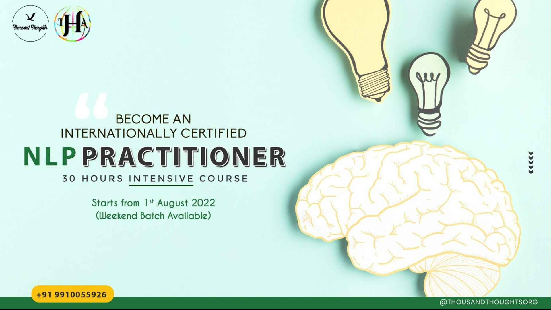 NLP Practitioner Certification Course Tickets by Thousand ThoughtsOrg, Monday, August 01, 2022 ...
