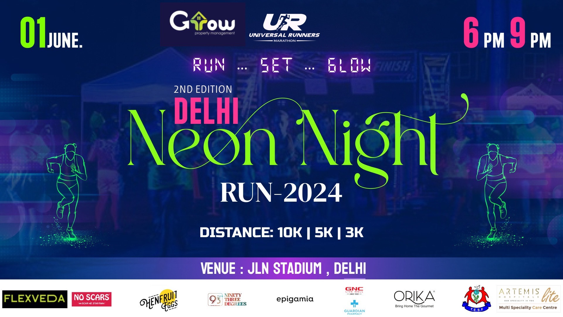 2nd Edition Delhi Neon Night Run-2024 Tickets by Universal Runners ...