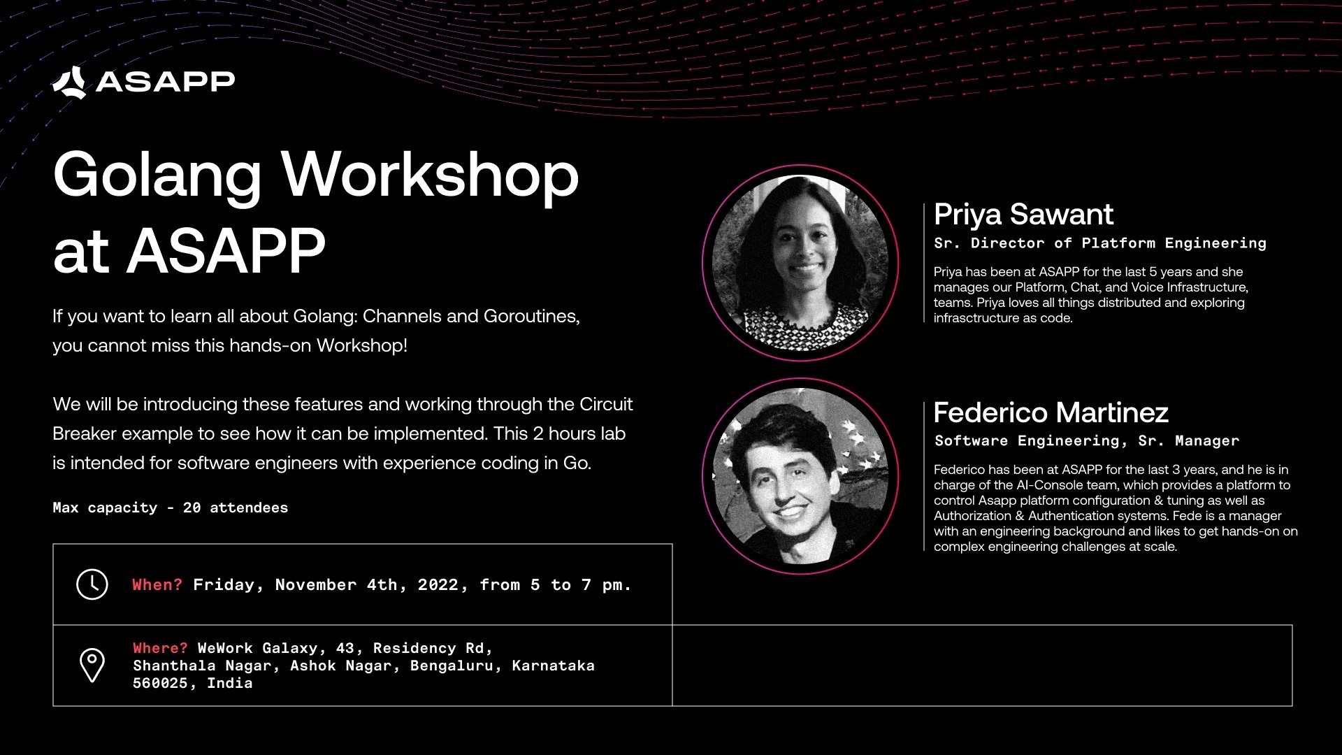 Golang Workshop at ASAPP Tickets by ASAPP Inc.,, Friday, November 04, 2022, Bengaluru Event