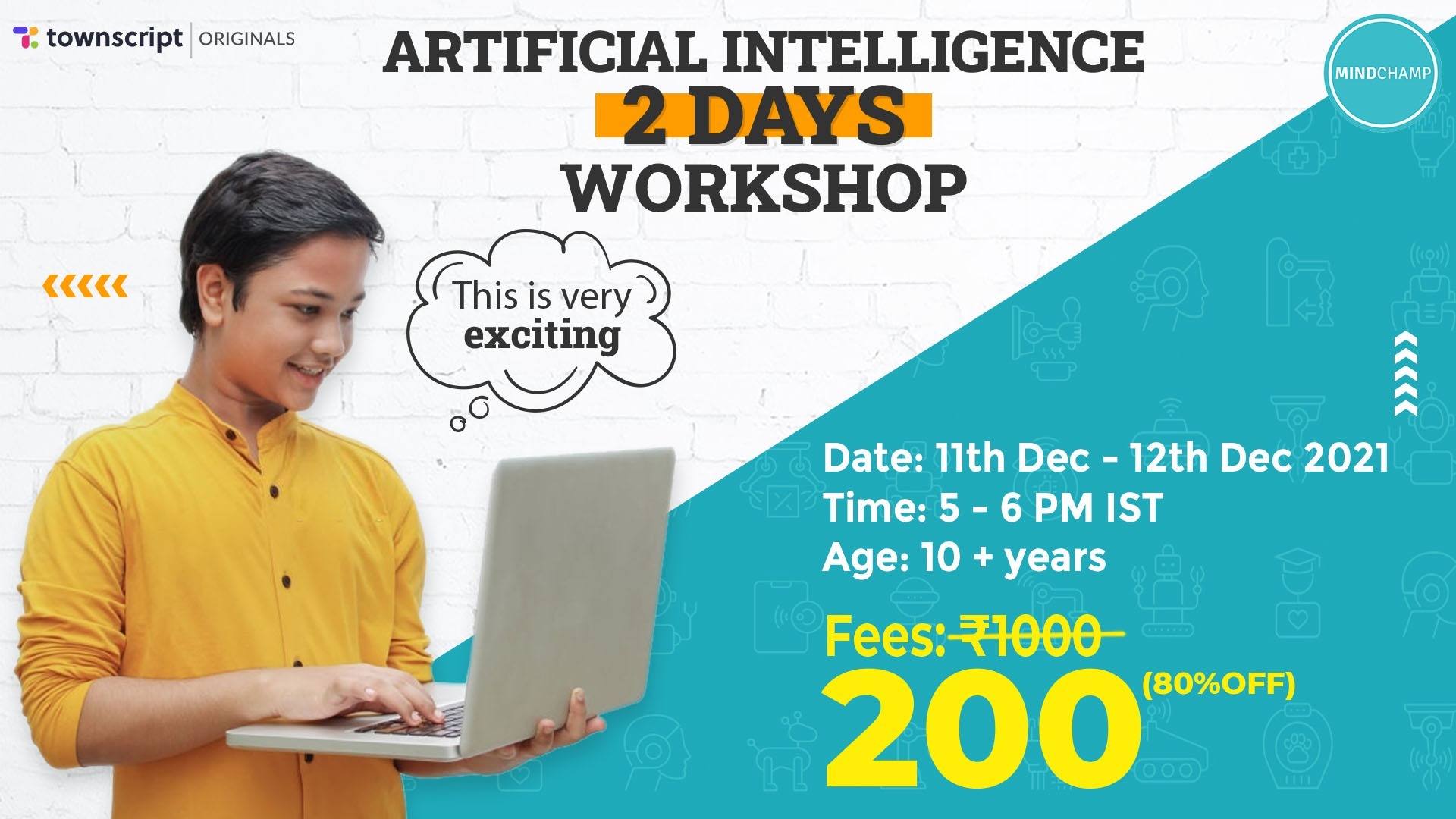 2-Days Artificial Intelligence Workshop Tickets by Townscript Originals, Saturday, December 11 ...