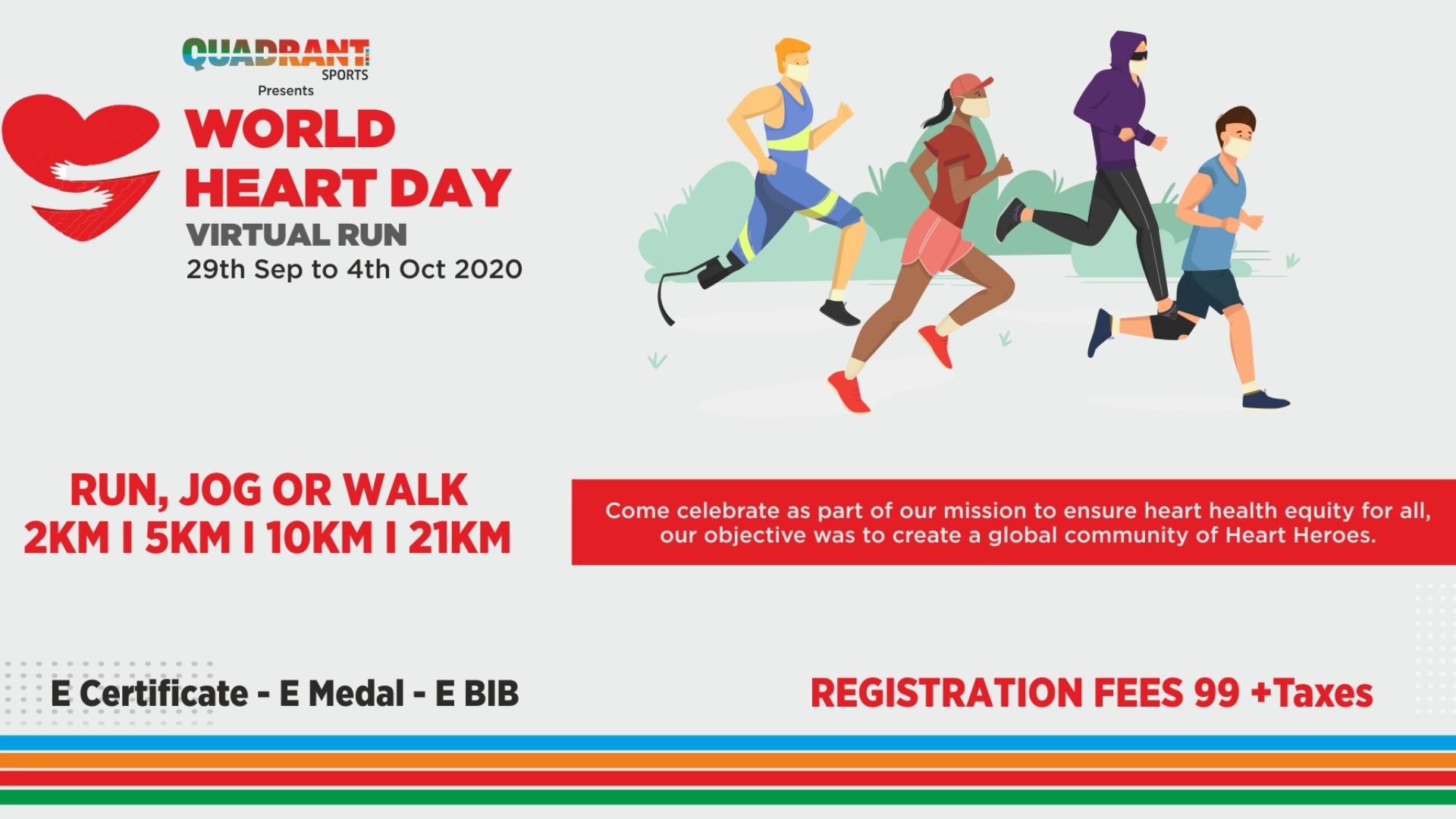 World Heart Day Virtual Run 2020 Tickets by quadrantsports, Tuesday ...