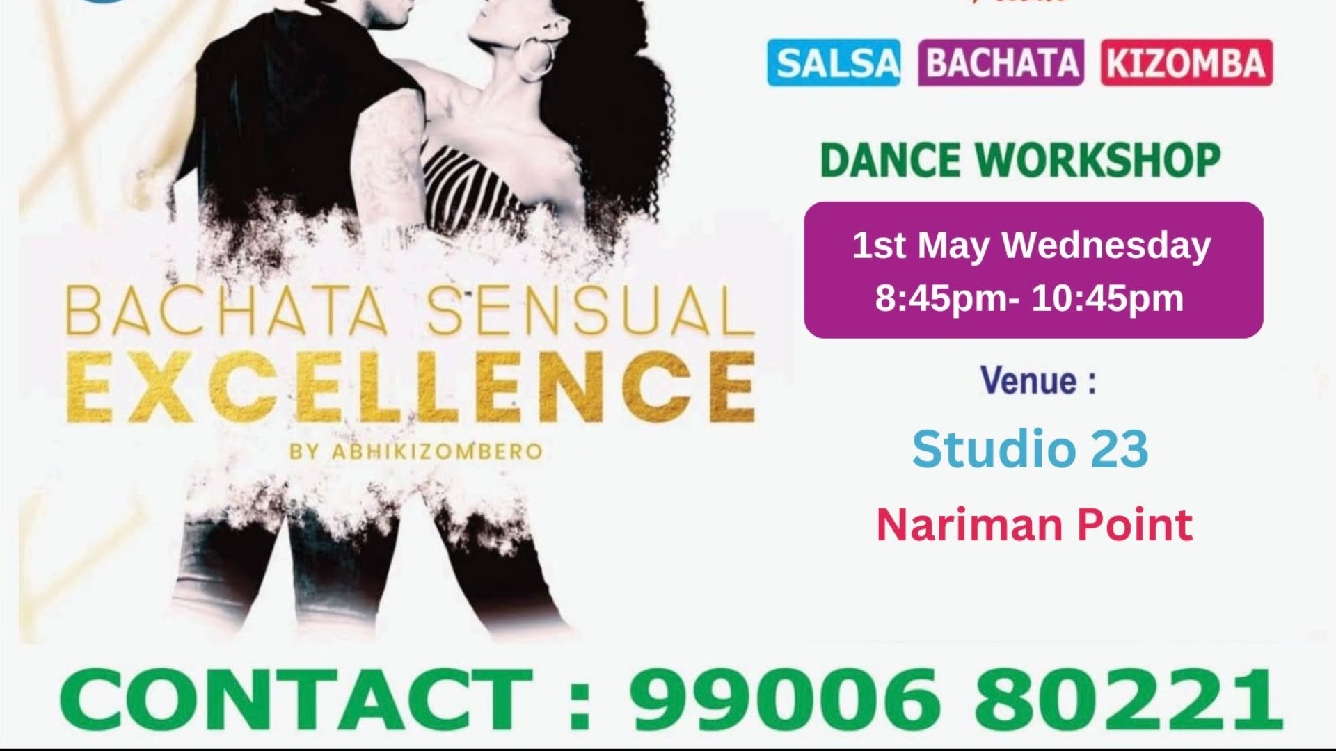 FREE SALSA BACHATA and KIZOMBA Dance Workshop at SOBO Nariman Point ...