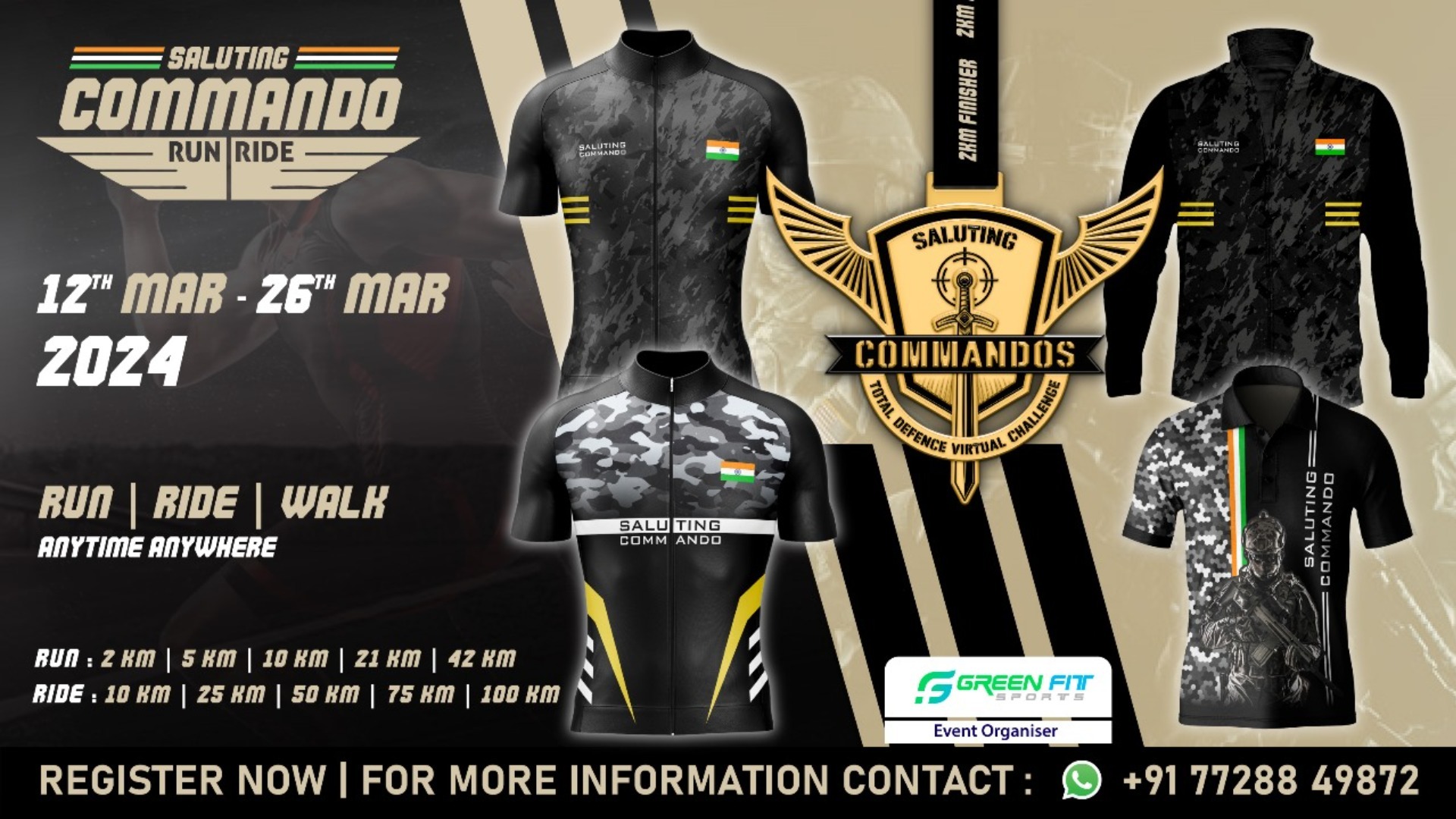 Saluting Commando Run-Ride 2024 Tickets by Green Fit Sports, Tuesday ...