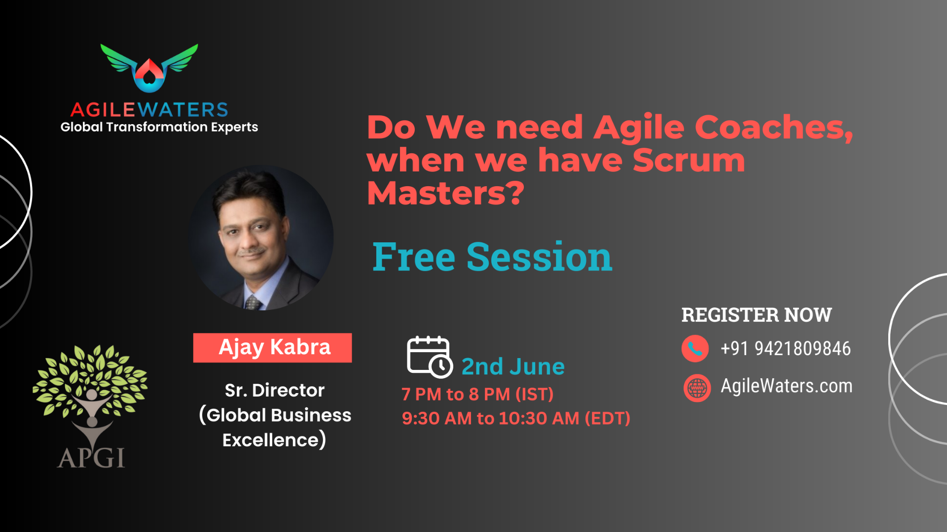 Free Webinar By Agilewaters Do We Need Agile Coaches When We Have Scrum Masters Tickets By