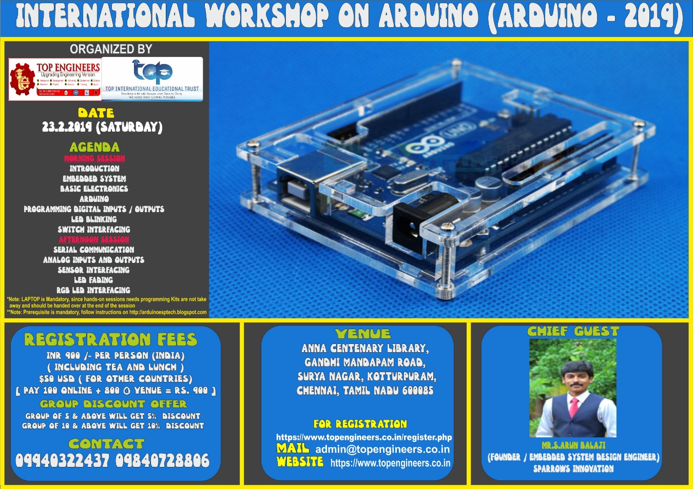 WORKSHOP ON ARDUINO (ARDUINO - 2019) Tickets by TOP ENGINEERS, Saturday, February 23, 2019 ...