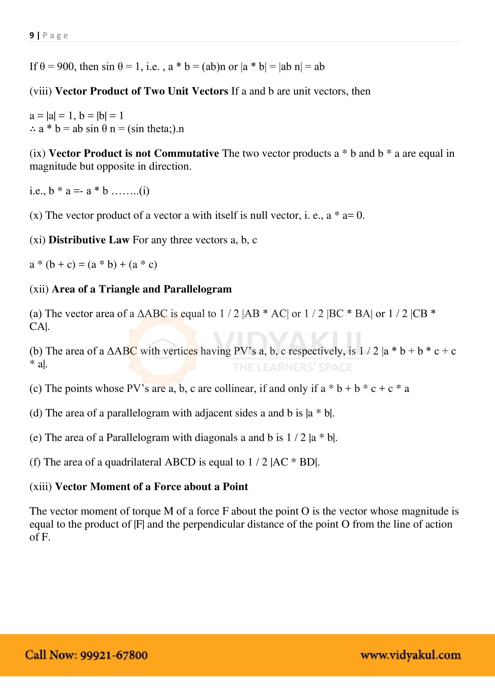 Vector Algebra Class 12 Formulas PDF With Notes Vidyakul vector-algebra-class-12-formulas-pdf-with-notes-vidyakul